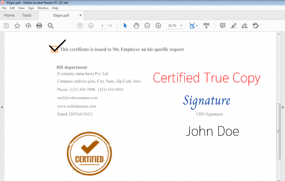 How to Download PDF (Electronic Signature)
